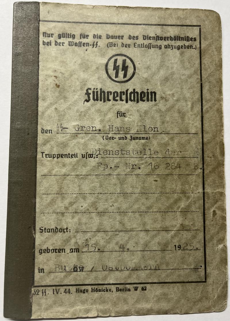 Kurland Docs | "Waffen-SS" drivers-license - 5.SS-Pz.Div. "Wiking" - Klon