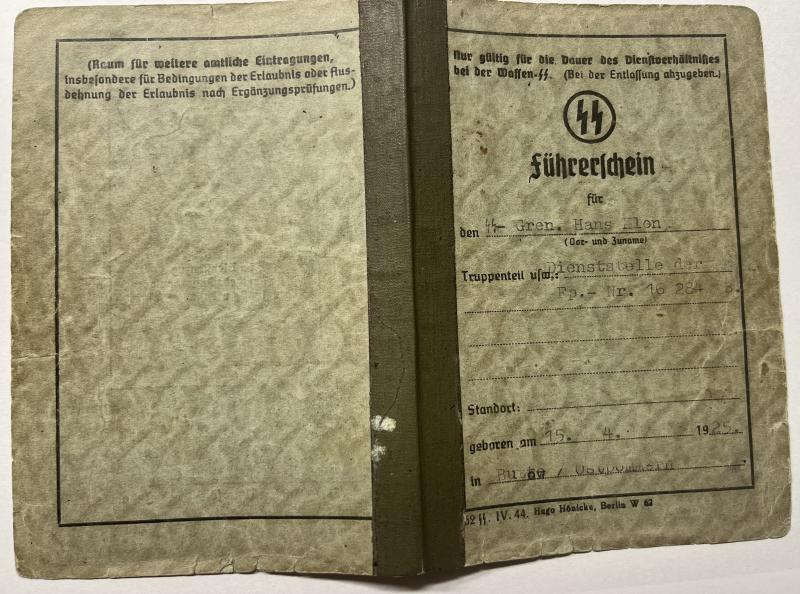 Kurland Docs | "Waffen-SS" drivers-license - 5.SS-Pz.Div. "Wiking" - Klon
