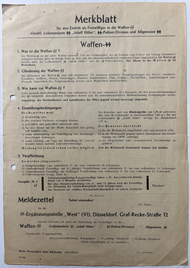 Kurland Docs | "Merkblatt" (leaflet) - " Waffen-SS