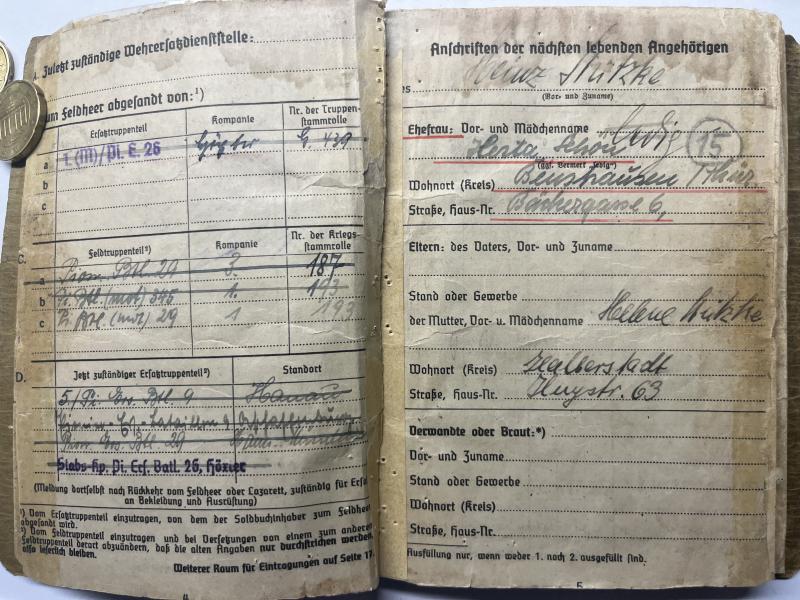 Kurland Docs | Soldbuch WH (Heer) - 29.Pz.Gren.Div. - Italy - Hützke