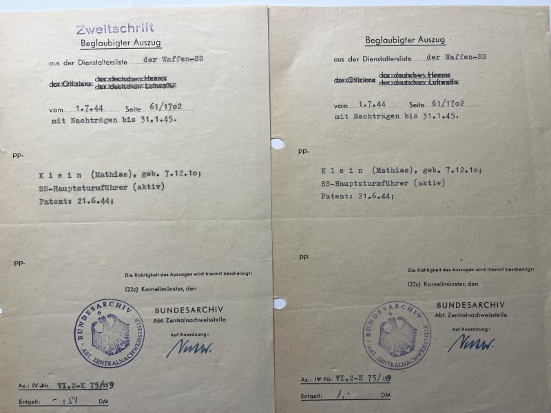 Kurland Docs | "Waffen-SS" citation -SS-Pz.Gren.Div. "Das Reich" - Klein