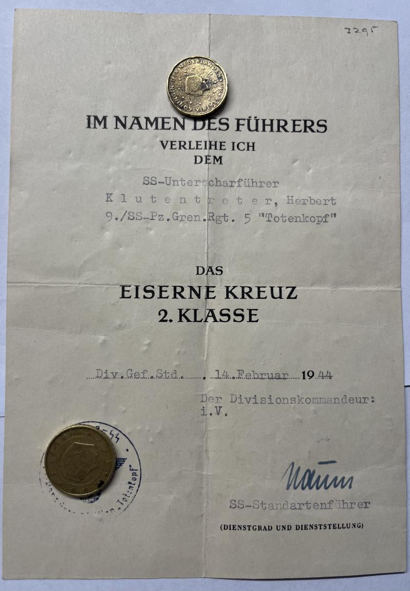 Kurland Docs | "Waffen-SS" citation - 3.SS-Pz.Div."Totenkopf ...